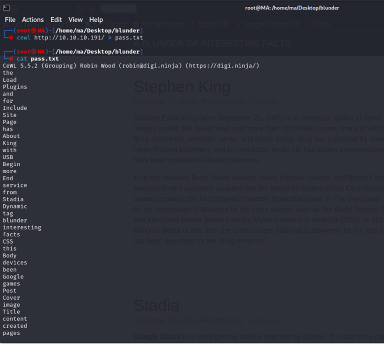 OSCP PREPROTİONS – HTB Blunder – Muhammed AYGÜN